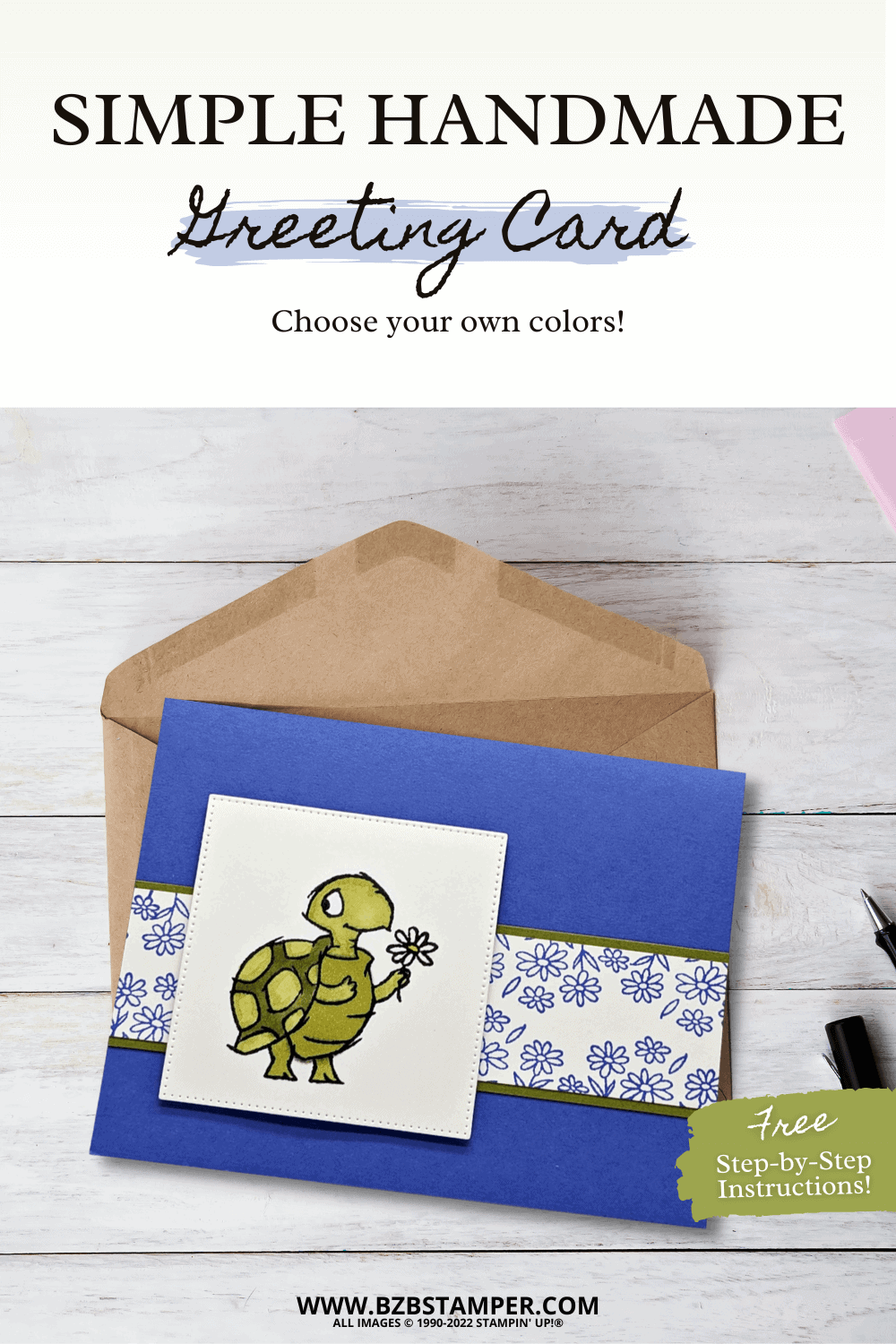 Quick and Easy Handmade Turtle Card - Barb Brimhall, The BZBStamper